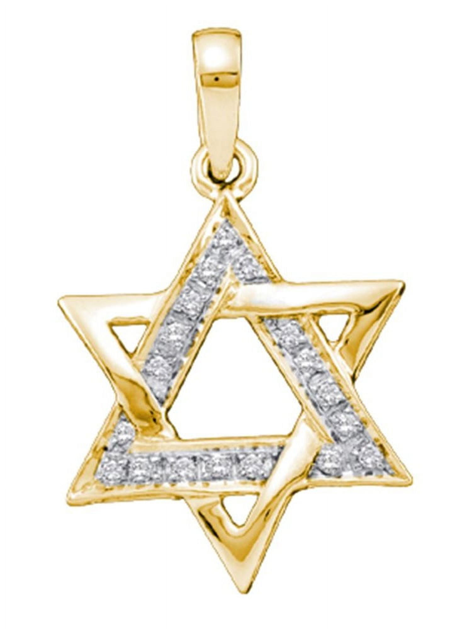 10K Yellow Gold Diamond Star Magen David Jewish Necklace Pendant 1/10 ...