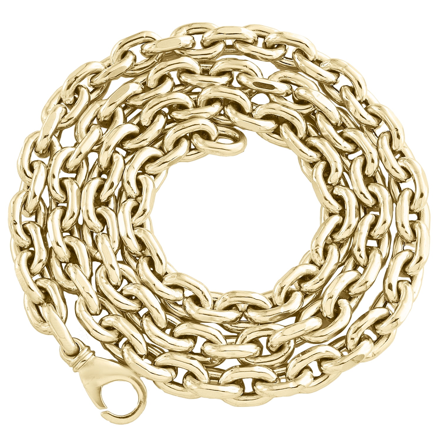 10K Yellow Gold Fancy 3D Puff Oval Rolo Link Chain 8mm Statement ...