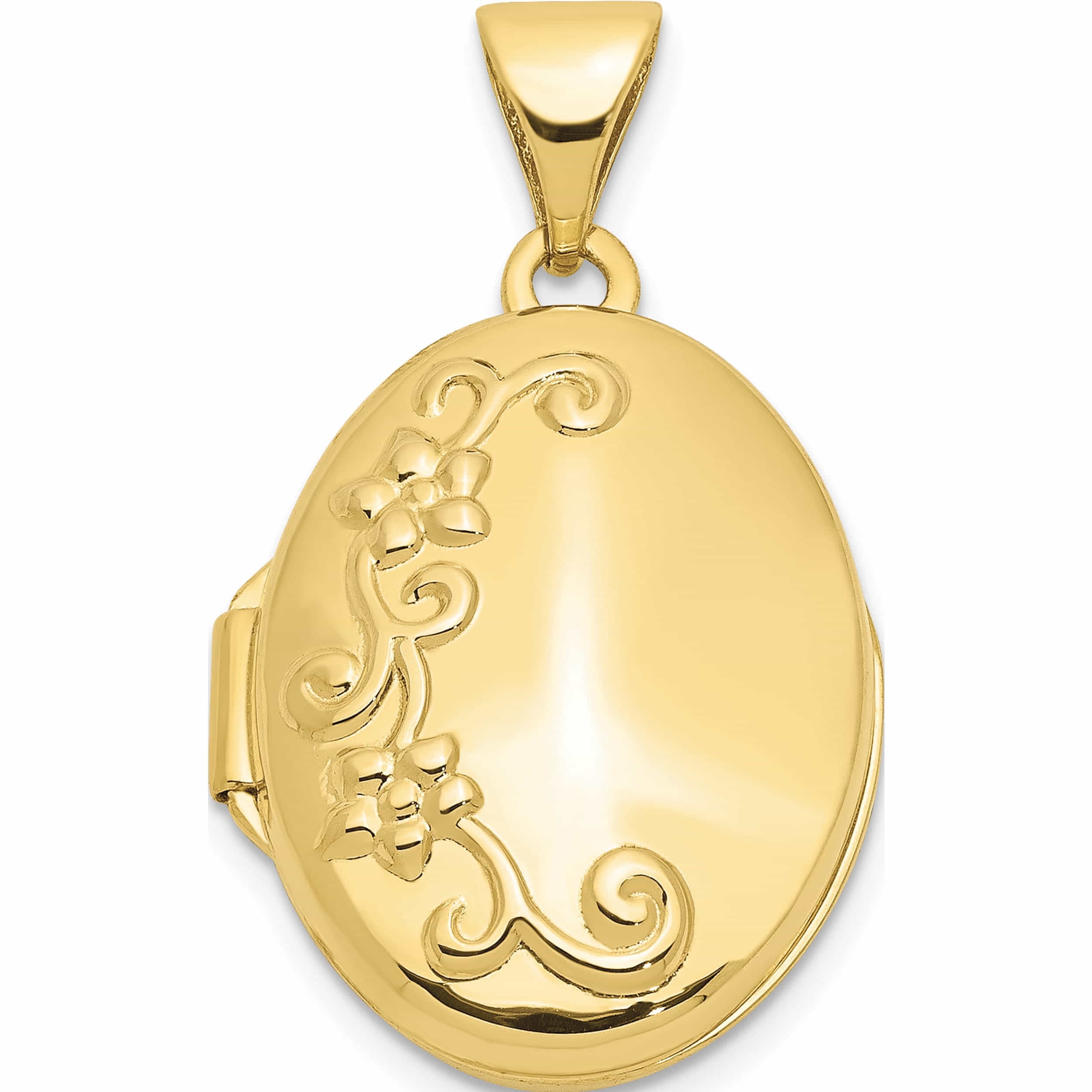 10K Yellow Gold Floral Oval Locket (24 X 14) Made In China -Jewelry By ...