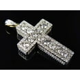 10K Yellow Gold Genuine Channel Set Diamond Cross Pendant 1.5" (2.64 ct ...