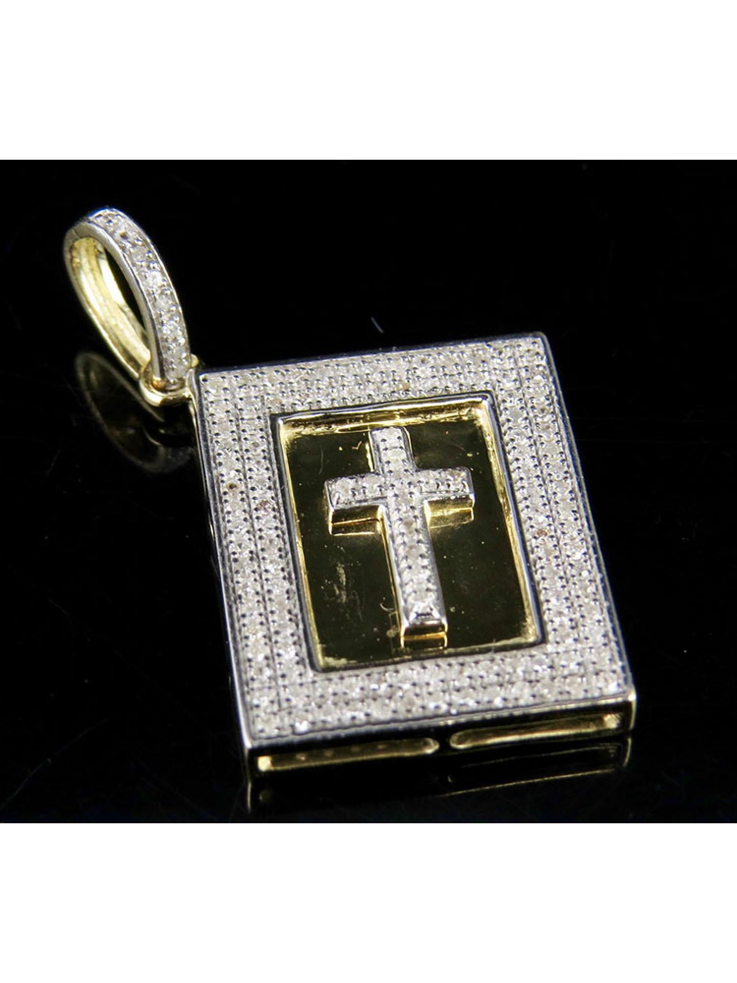10K Yellow Gold Genuine Diamond Holy Bible Pendant Charm 1/2 Ct 1 ...