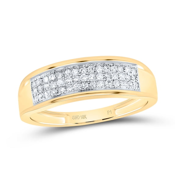 10K Yellow Gold Genuine Diamond Men's 5mm Raised Edge 3 Row Wedding ...