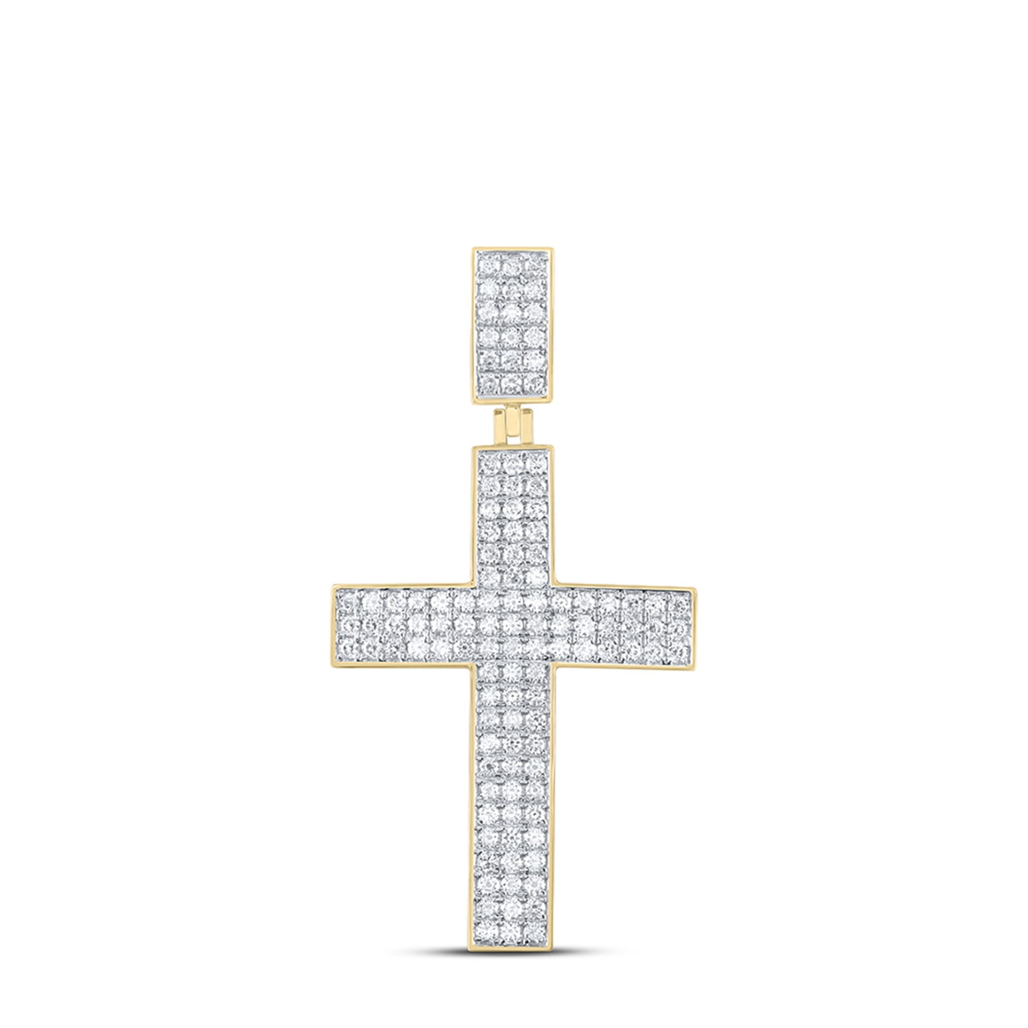 10K Yellow Gold Genuine Diamond Men's Religious Charm Large Cross ...