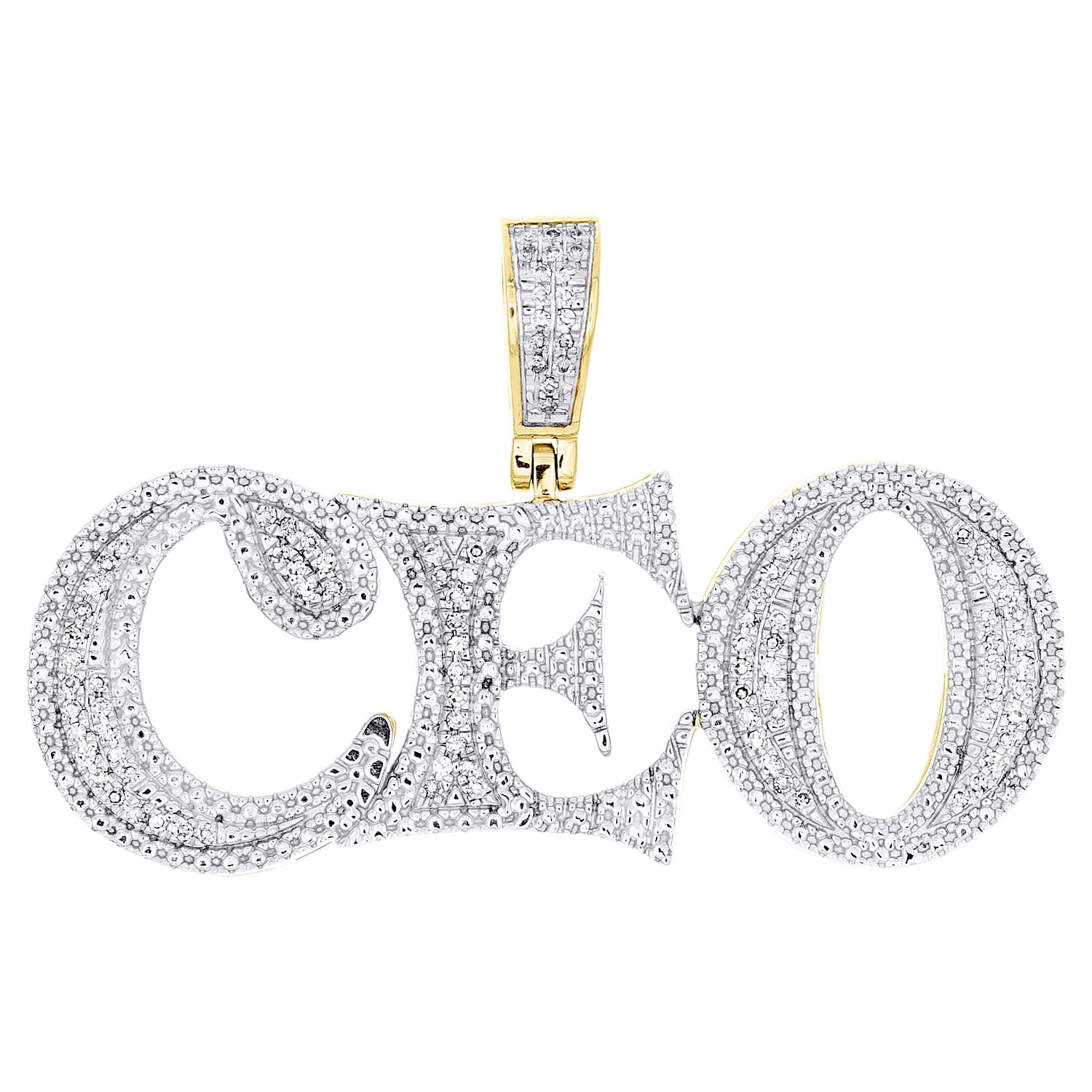 10K Yellow Gold Genuine Diamond Mens 'CEO' Pendant Tiered Statement ...
