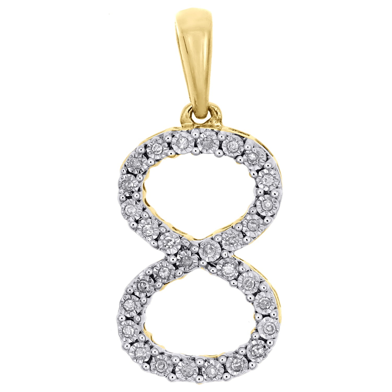 10K Yellow Gold Genuine Diamond Number # 8 EIGHT Pendant 1" Unisex ...