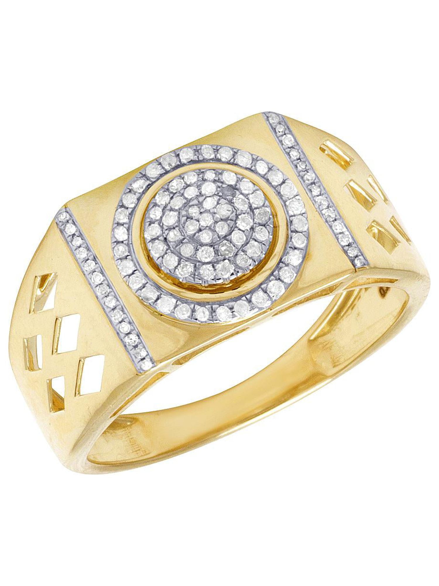 10K Yellow Gold Genuine Diamond Pinky Ring 0.26Ct 12mm - Walmart.com