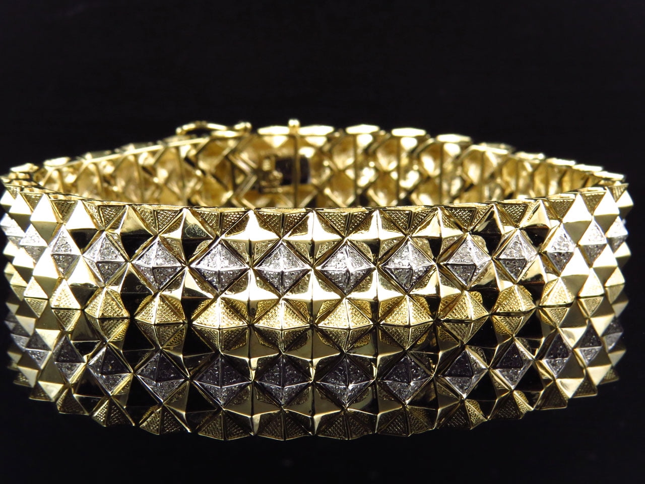 10K Yellow Gold Genuine Diamond Pyramid Bracelet 8.5" (2.20 ct ...