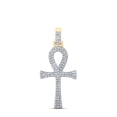 10K Yellow Gold Genuine Round Diamond Unisex Iced Out Ankh Cross ...