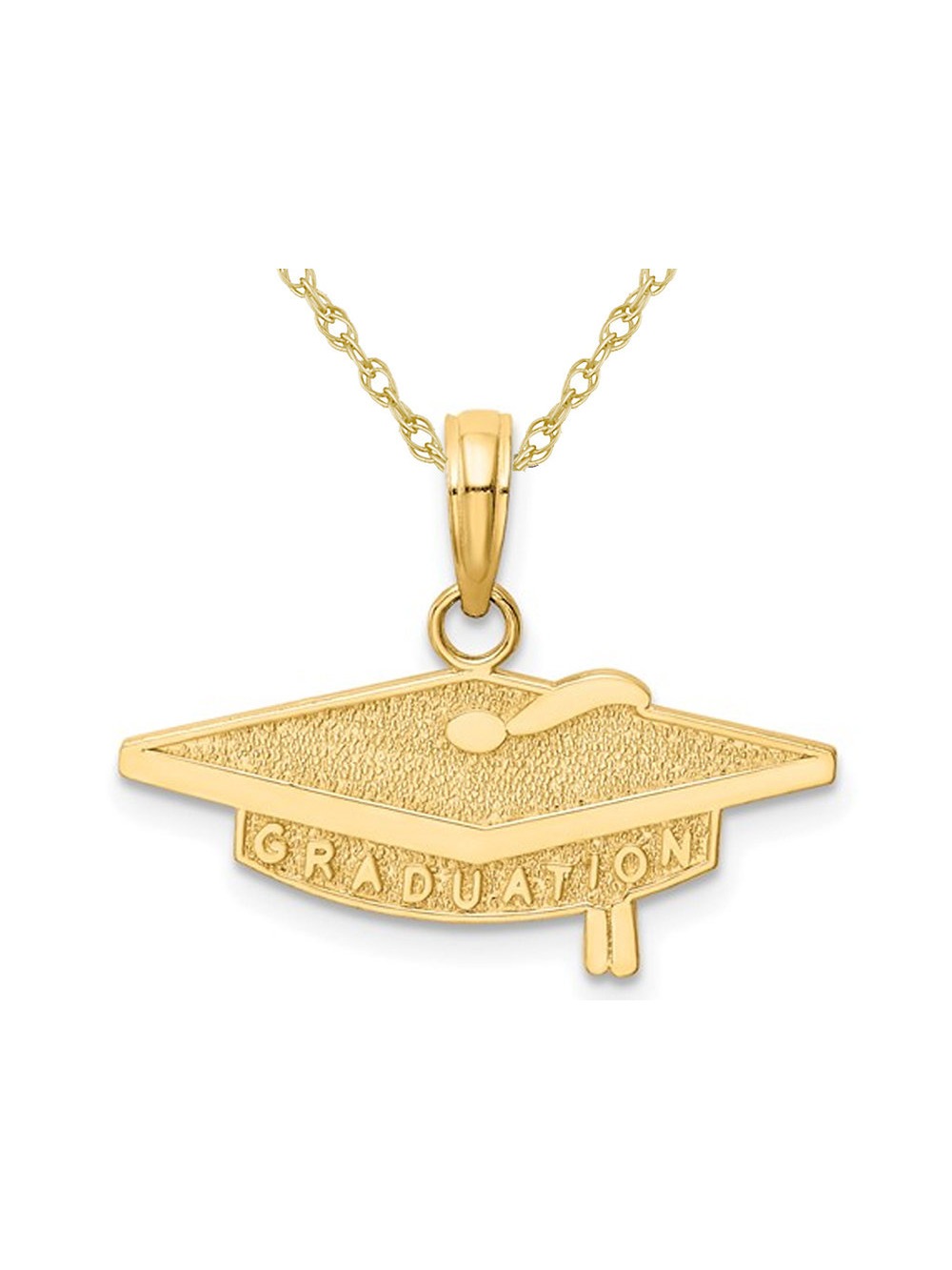 Gem & Harmony 10K Yellow Gold Graduation Hat Charm Pendant Necklace ...