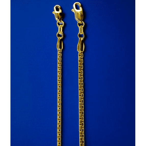 10K Yellow Gold Hollow Round Venetian Box Chain Bracelet Necklace Men ...