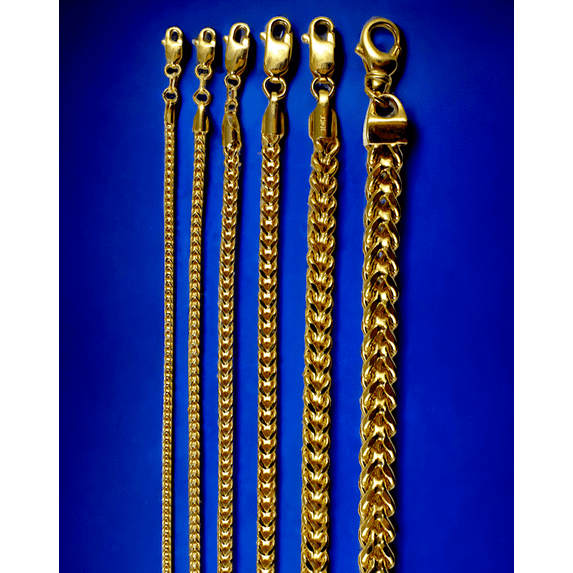 10K Yellow Gold Hollow Square Franco Box Chain Bracelet Necklace Men ...