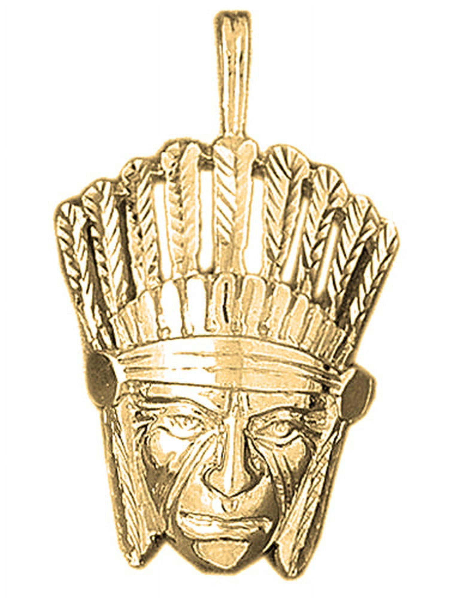 10K Yellow Gold Indian Head Pendant - 38 mm - Walmart.com
