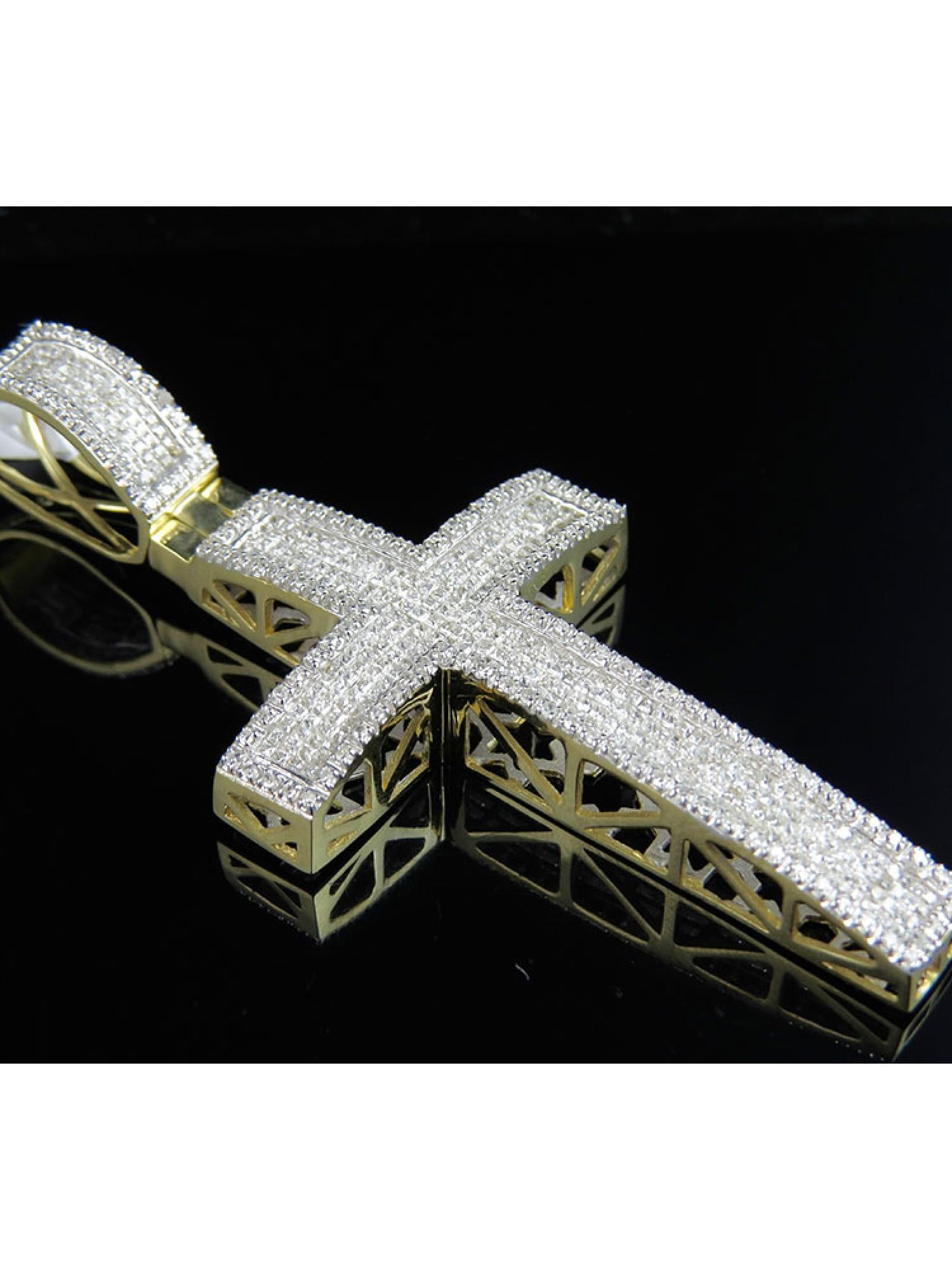 10K Yellow Gold Invisible Princess Dome Cross Pendant 3 ct - Walmart.com