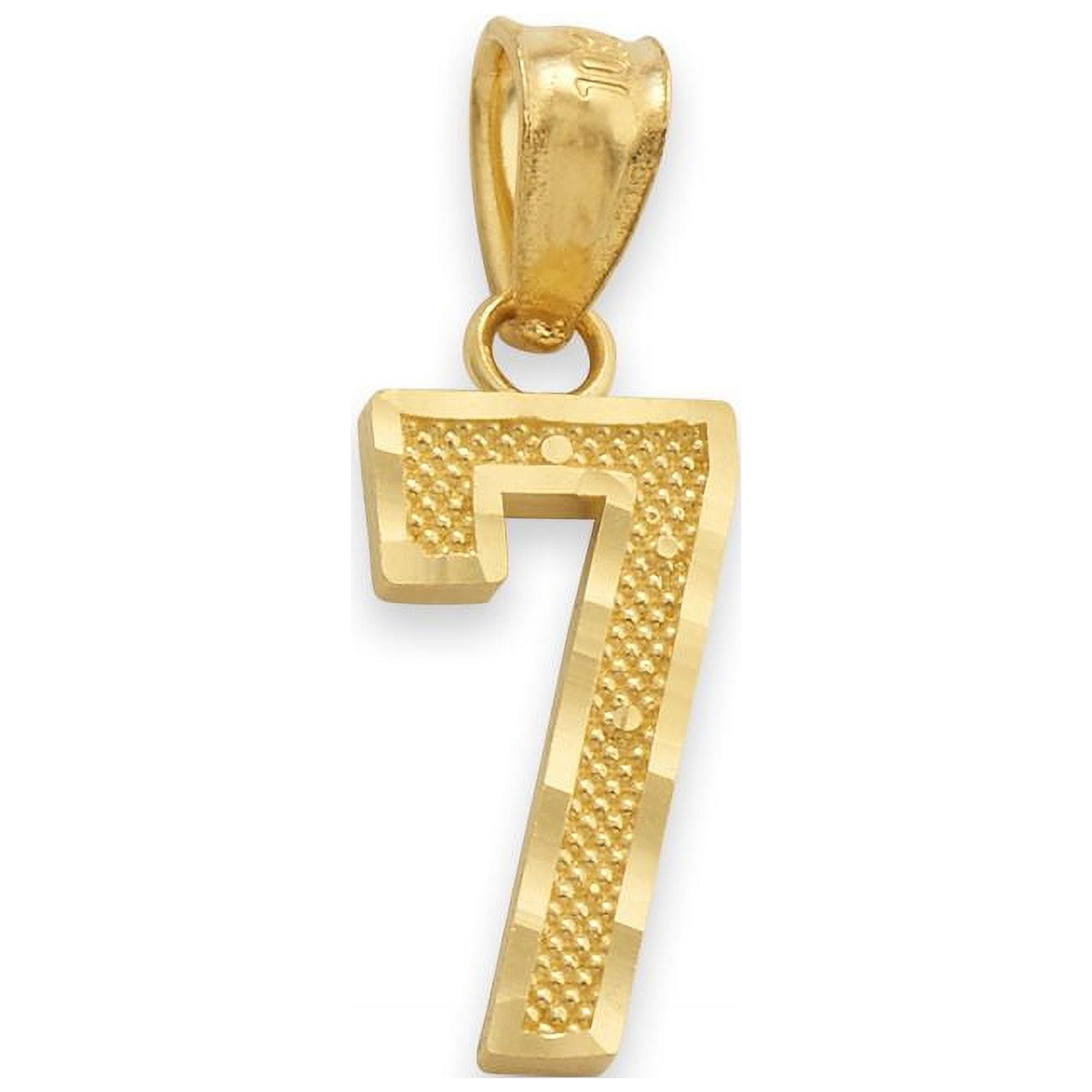 10K Yellow Gold Jersey Number Digit Charm Necklace Pendant 7