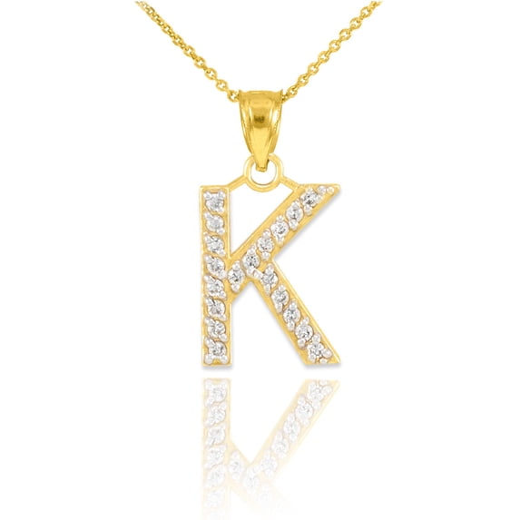 10K Yellow Gold Letter K Initial Lab Grown Diamond Monogram Pendant ...