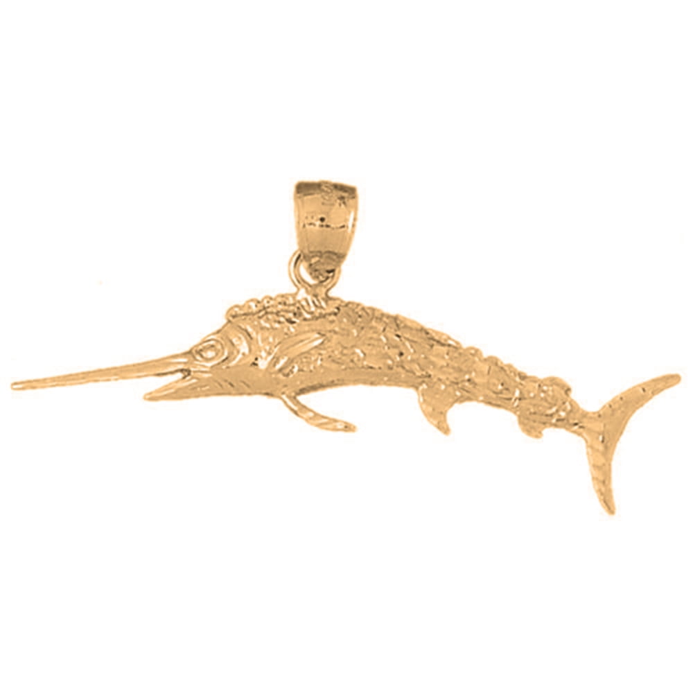 10K Yellow Gold Mahi Mahi Pendant - 65 mm - Walmart.com