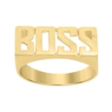 10K Yellow Gold Men's 8mm Textured Block Font Statement Band BOSS Pinky ...