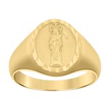 10K Yellow Gold Men's D/C 14.5mm Oval Angel of Death Grim Reaper Pinky ...