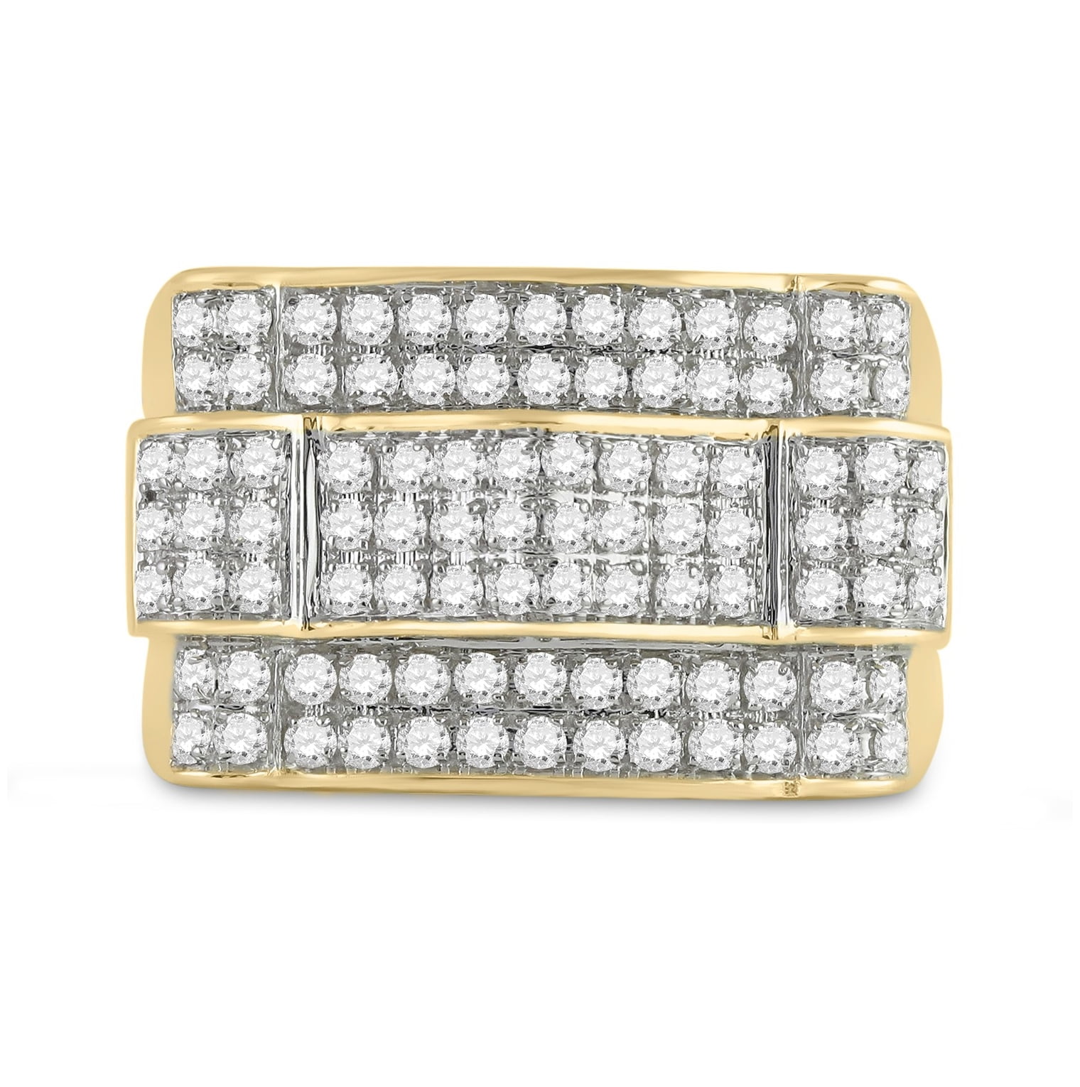 10K Yellow Gold Mens Round Diamond Arch Cluster Ring 1 Cttw, Mens Size ...