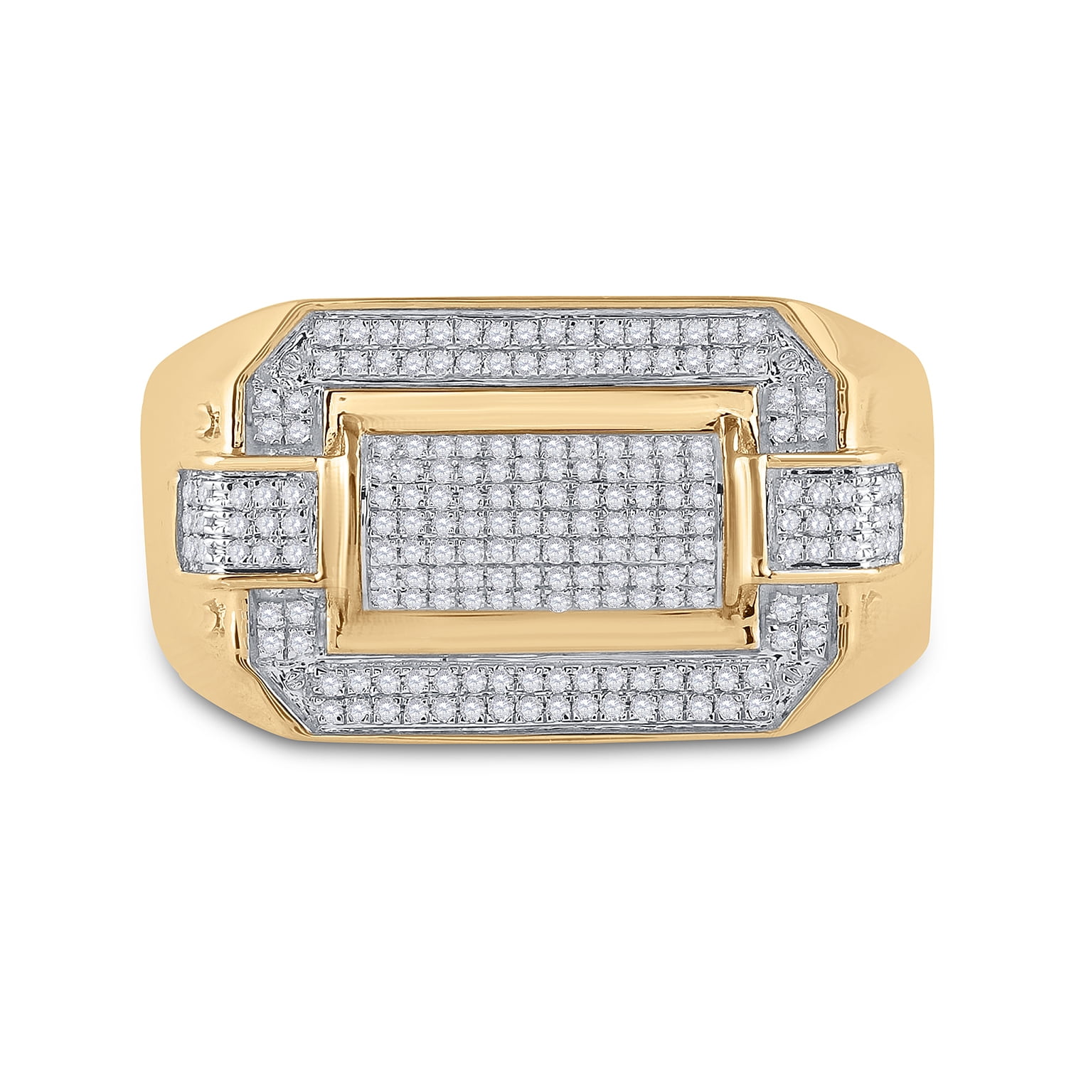 10K Yellow Gold Mens Round Diamond Fashion Ring 1/3 Cttw, Mens Size: 7 ...