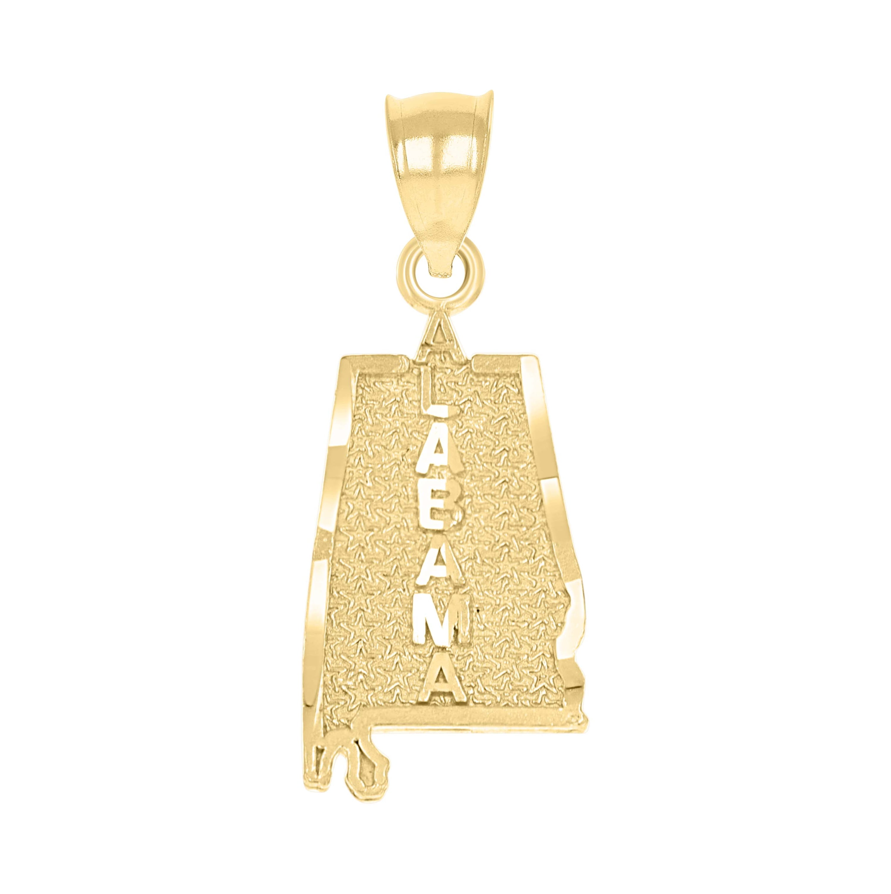 10K Yellow Gold Mens Textured Alabama State Map Charm Pendant - Walmart.com
