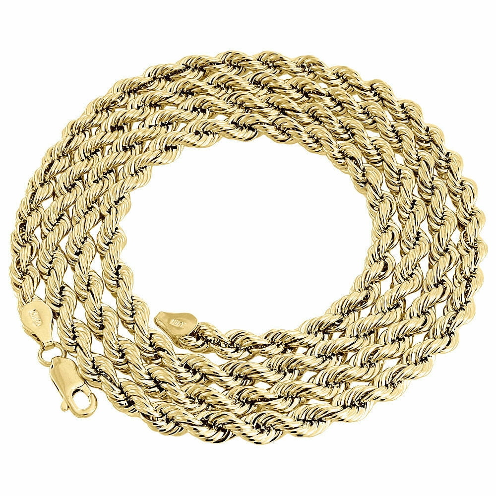 10K Yellow Gold Mens or Ladies Diamond Cut Rope Chain Necklace 5mm 28 ...