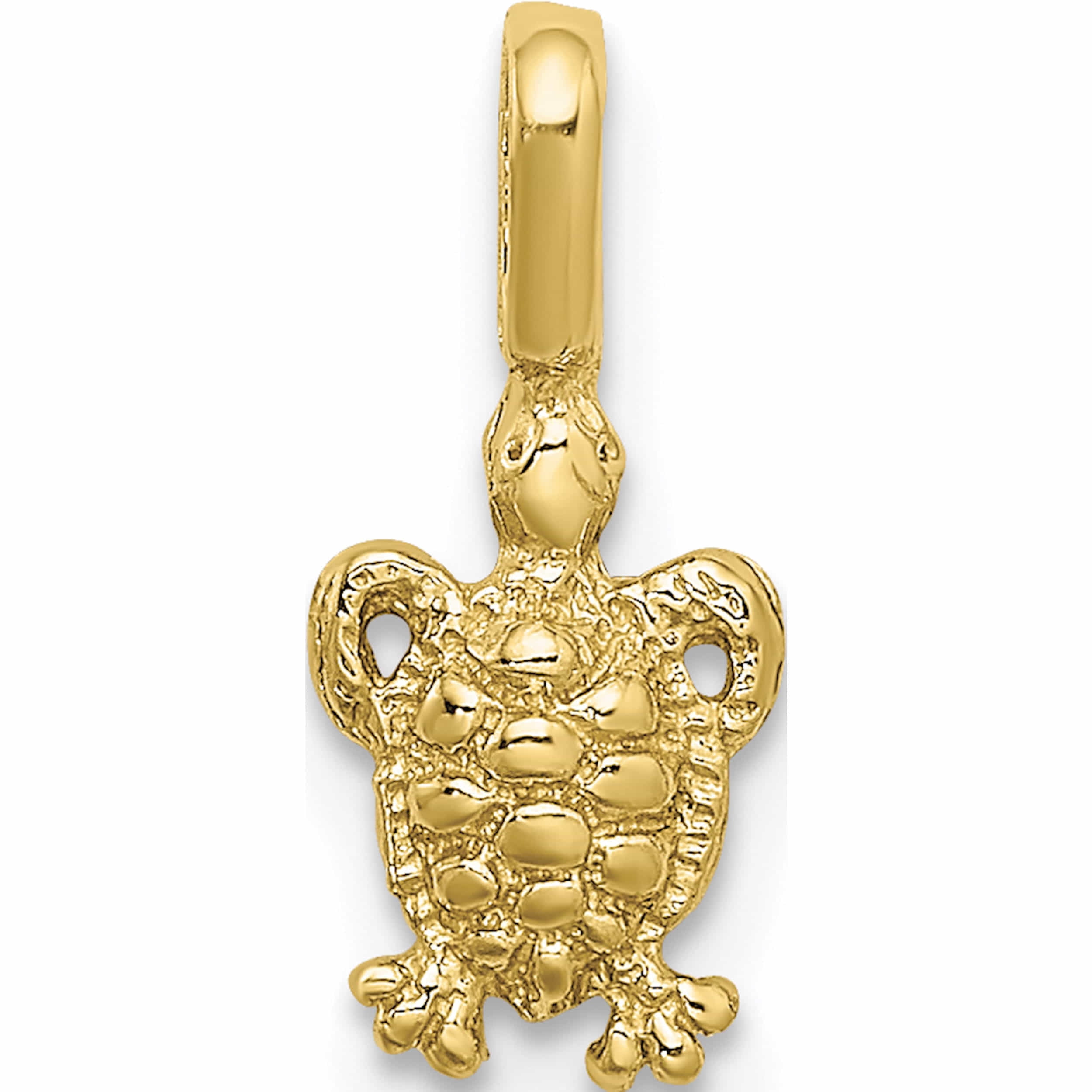 10K Yellow Gold Mini Sea Turtle With Fixed Bail Charm (14.35 X 6.2 ...