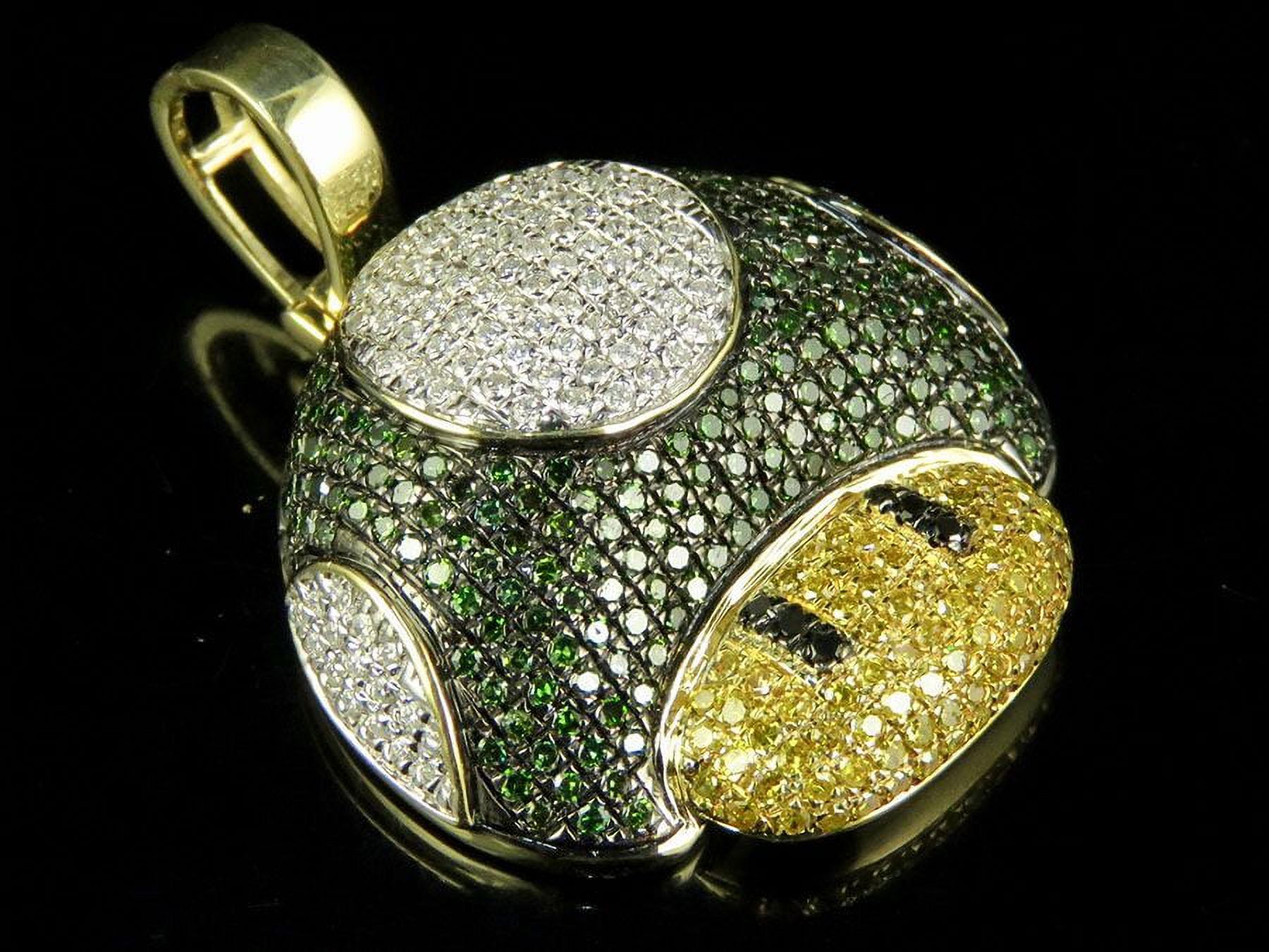 10K Yellow Gold Multicoloured Diamond Mario Mushroom Pendant 2.25 CT 1. ...
