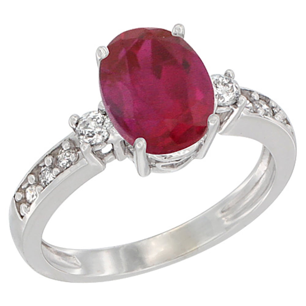 10K Yellow Gold Natural High Quality Ruby Ring Oval 9x7 mm Diamond Accent, size 10 - Walmart.com