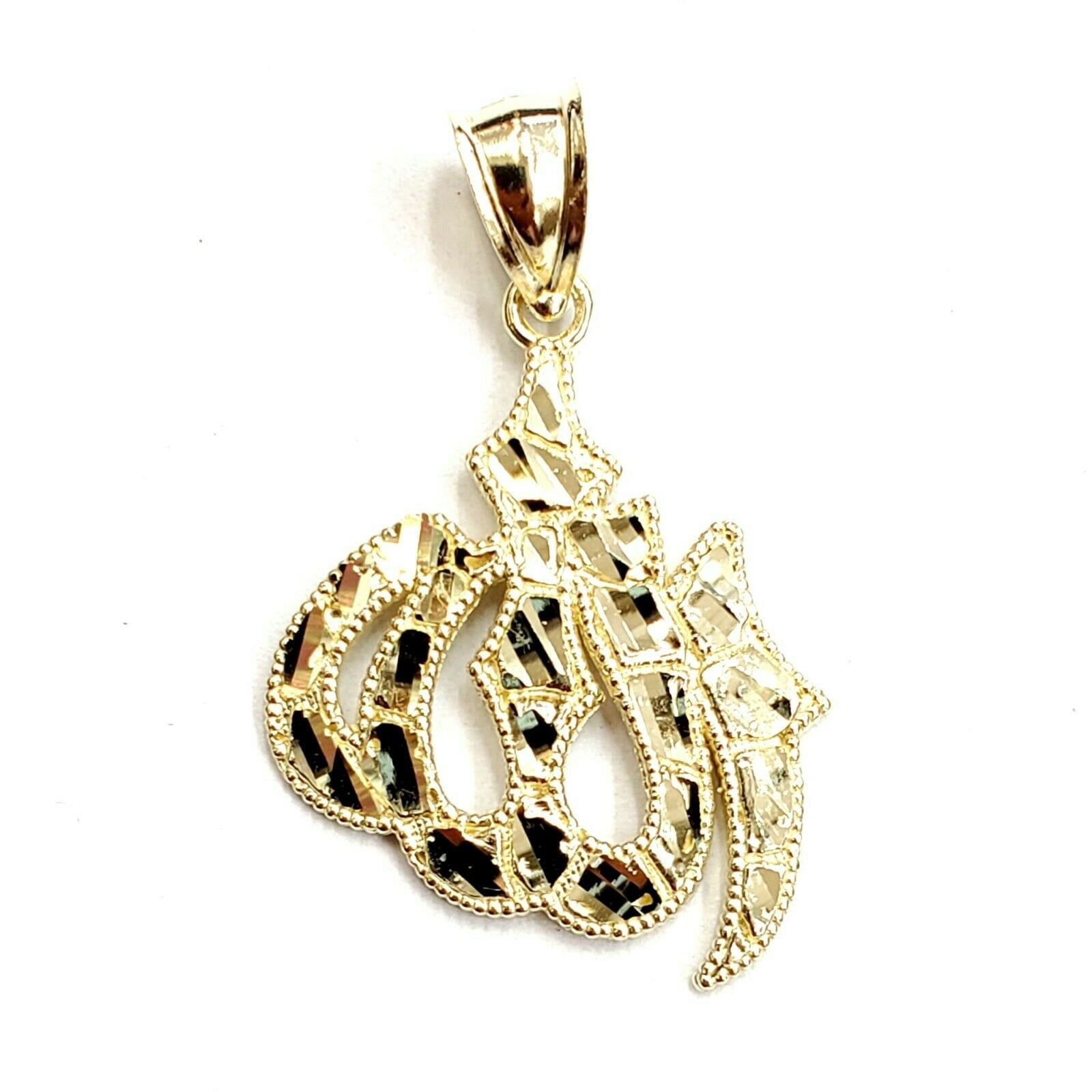 10K Yellow Gold Nugget Allah Islamic God Pendant Charm religious ...