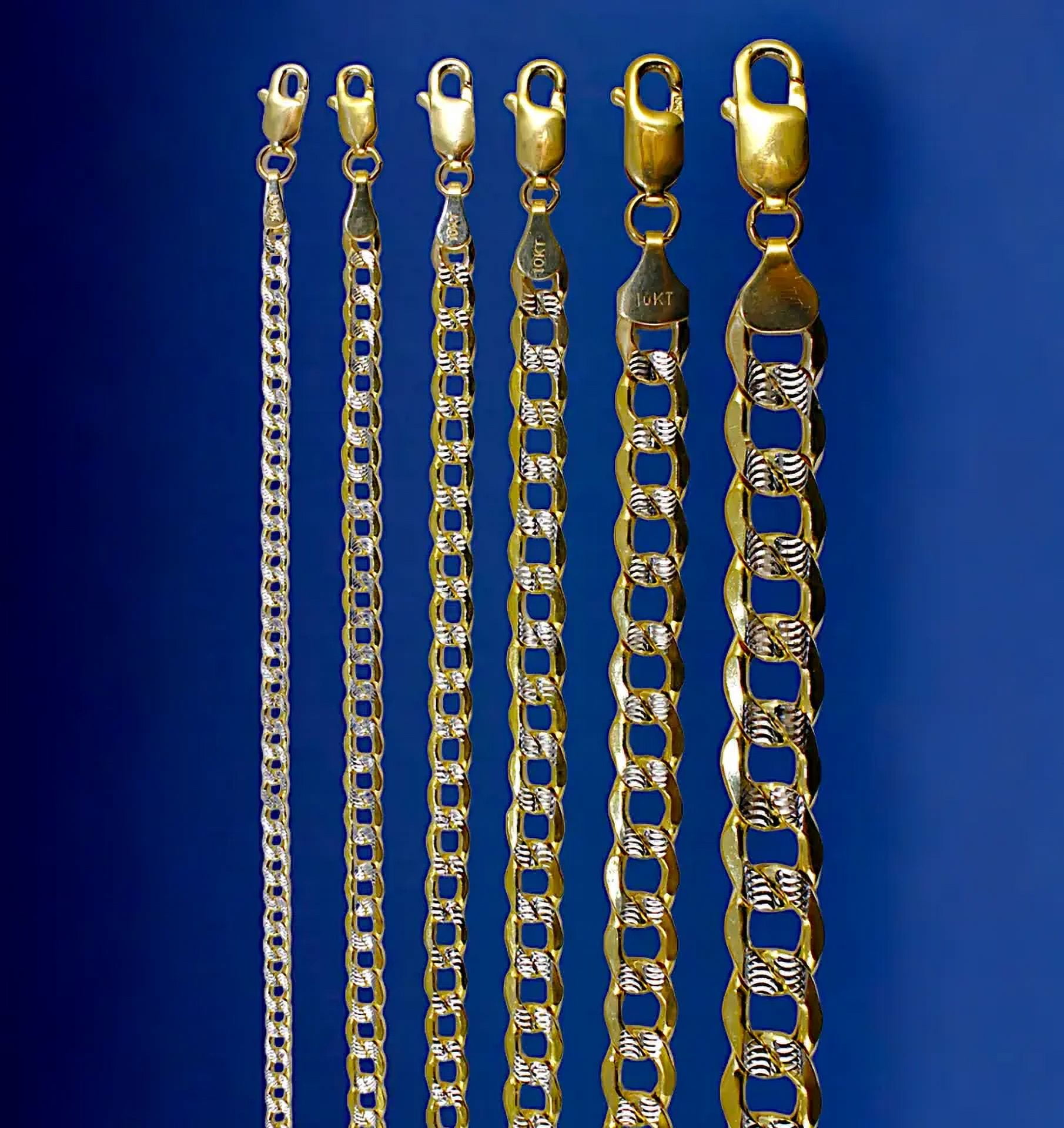 10K Yellow Gold Pave Curb Cuban Chain Link Necklace Men Women Jewelry 8 ...