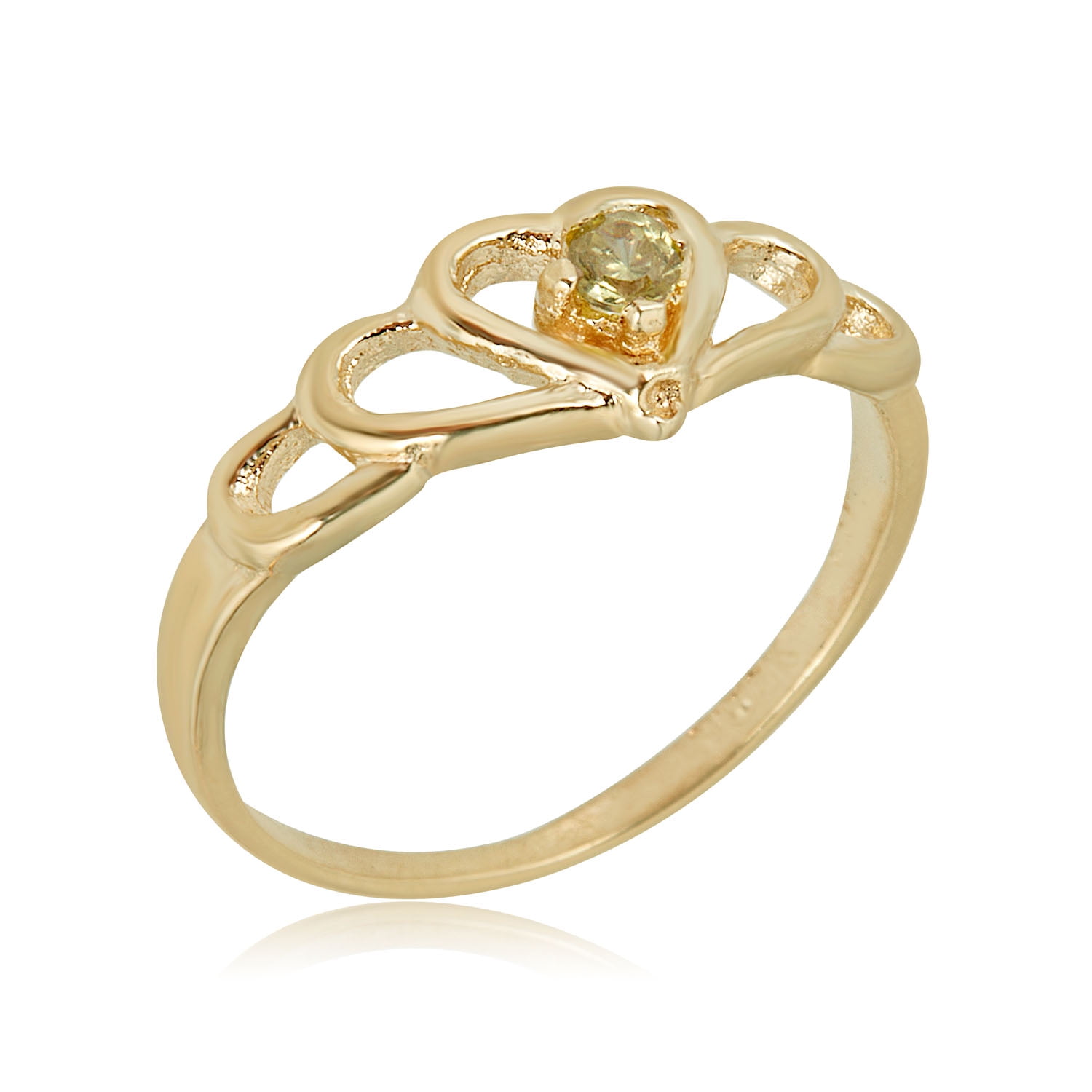 AVORA 10K Yellow Gold August Birthstone-Genuine Peridot Ring, Size 7 ...