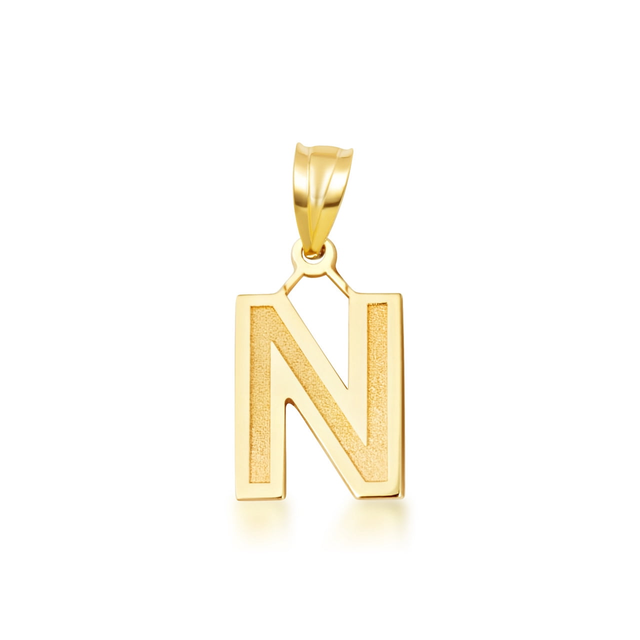 10K Yellow Gold Personalized Letter "A-Z" Initial Satin Finish Pendant ...
