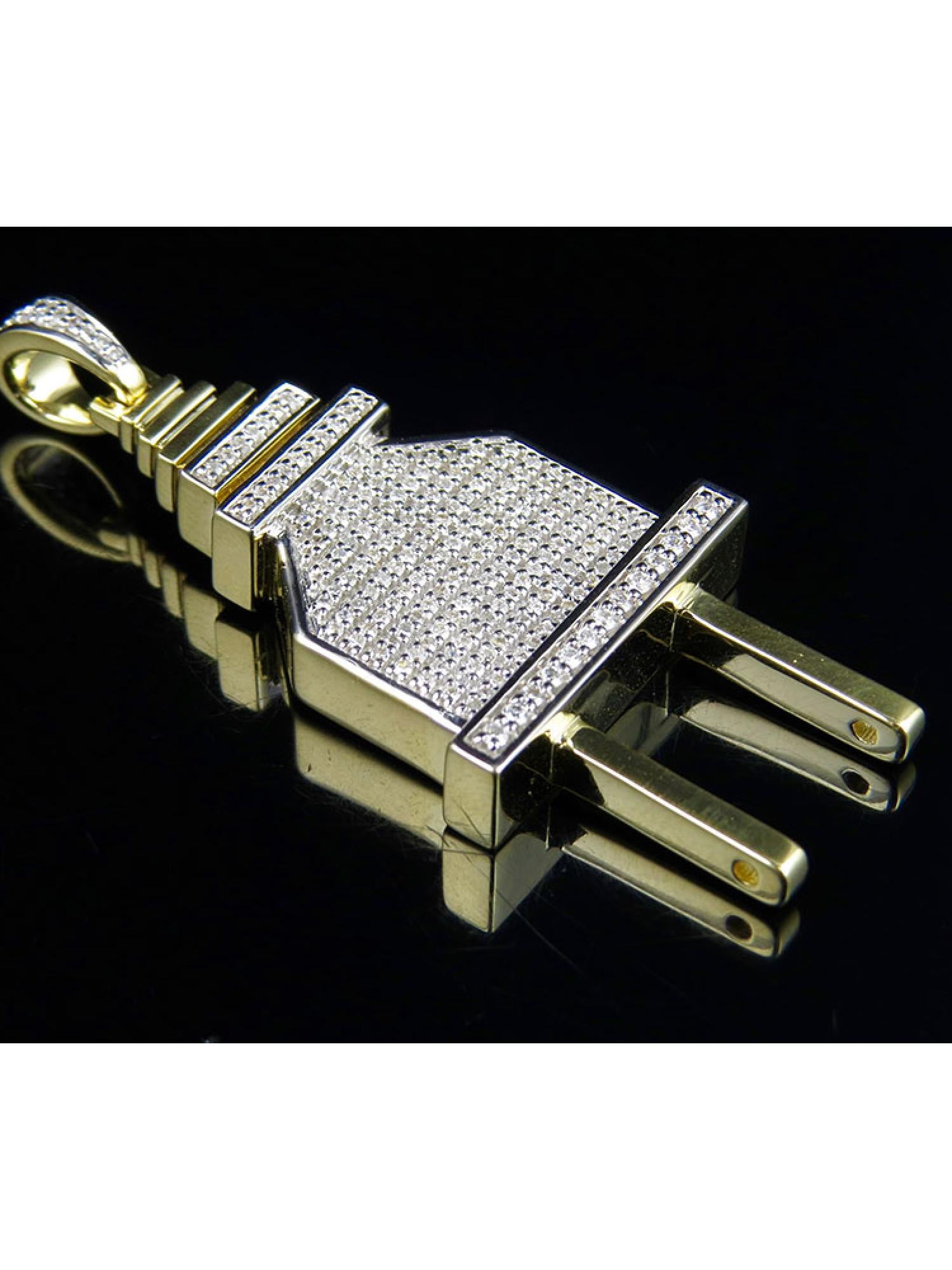 10K Yellow Gold Plug Socket Genuine Diamond Pendant 1ct 2" - Walmart.com