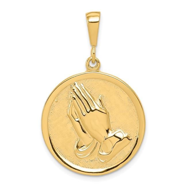 10K Yellow Gold Praying Hands Reversible with Serenity Prayer Pendant ...