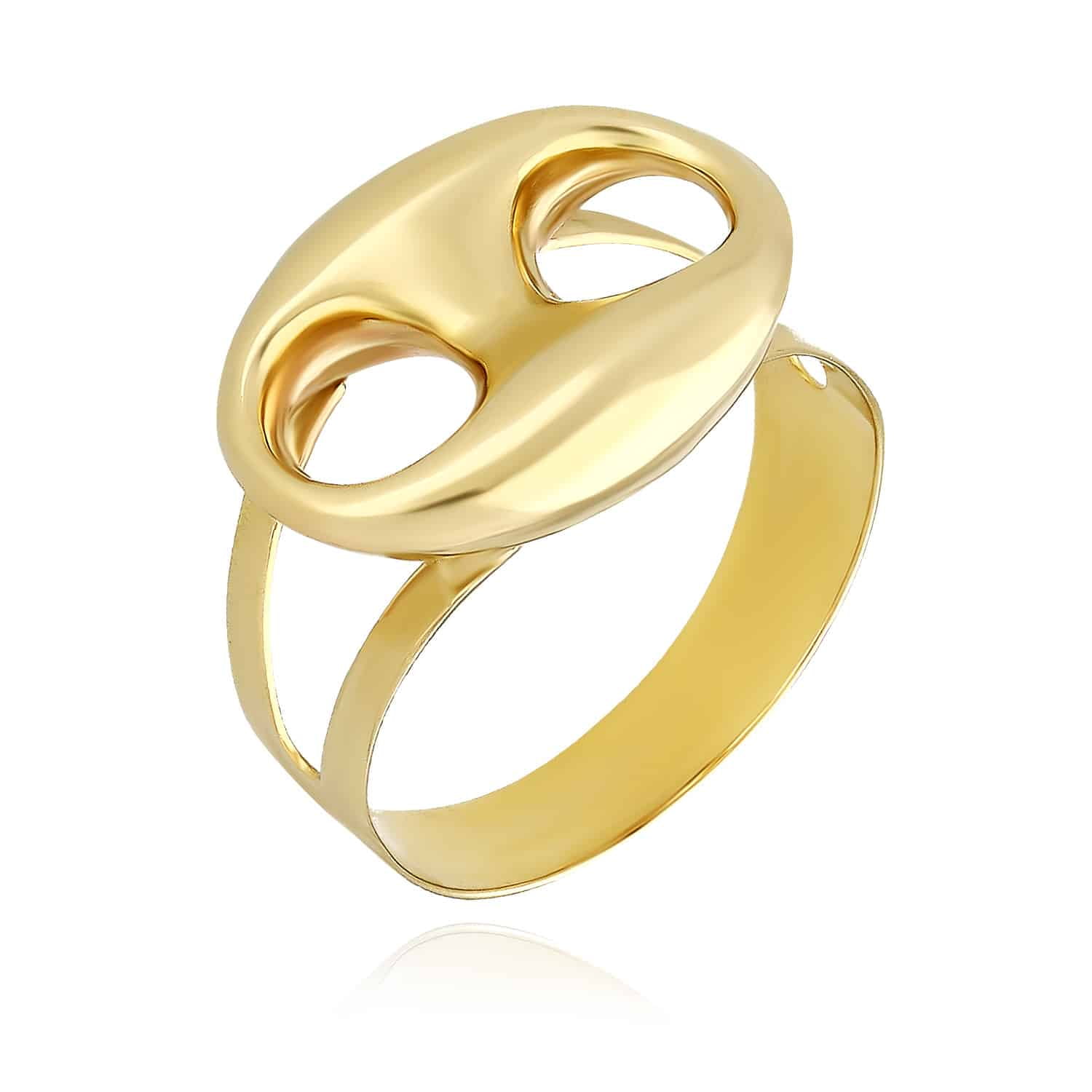 10K Yellow Gold Puffed Mariner Signet Ring - Walmart.com