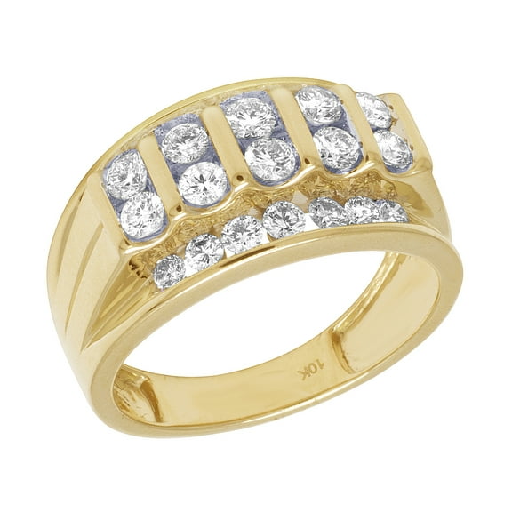 14k Yellow Gold Natural Diamond Channel Set Half Eternity Band Ring 1/2 ...