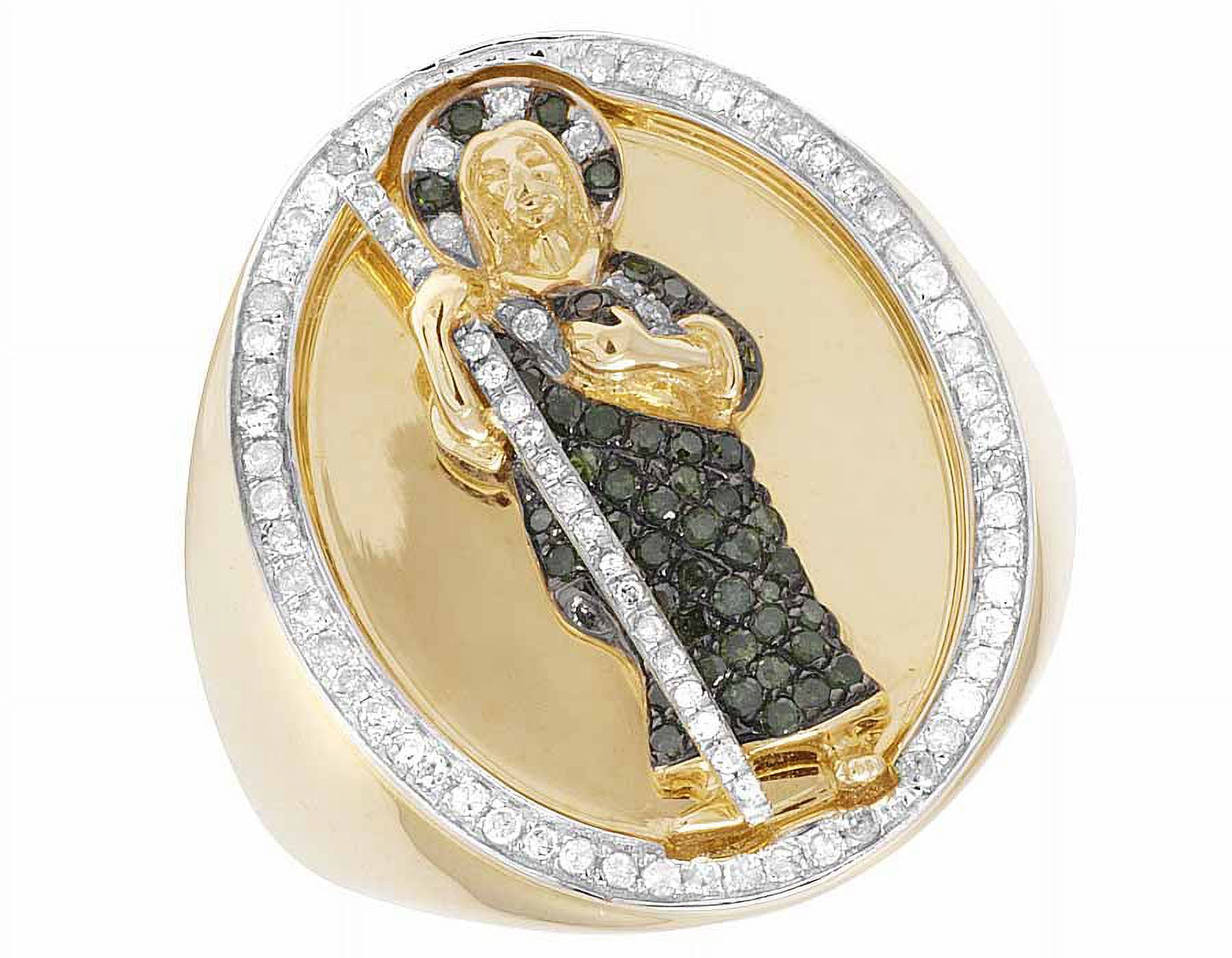 10K Yellow Gold Real Diamond Green Diamond St. Jude Ring 2/3 CT 25MM - Walmart.com