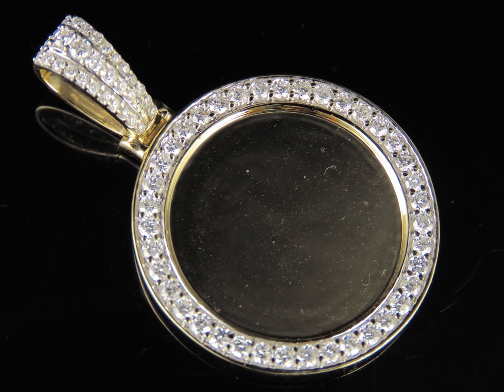 10K Yellow Gold Real Diamond Memory Medallion Pendant 1CT 1.5 ...