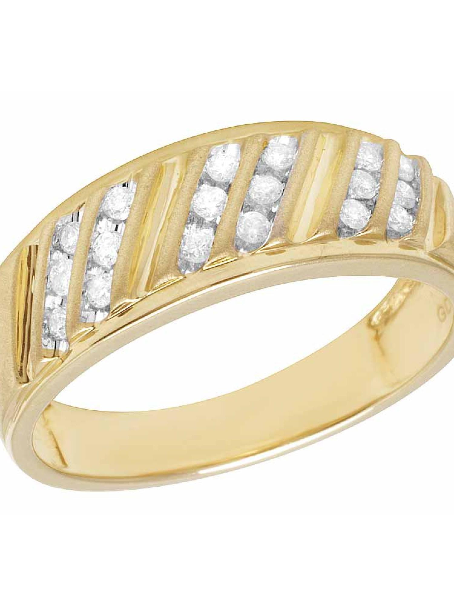 10K Yellow Gold Real Diamond Men's Matte Ring Band 1/4 CT 8MM - Walmart.com