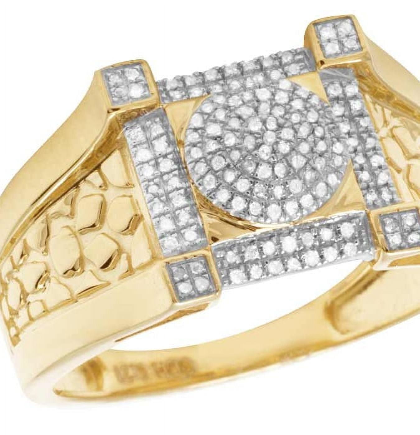 10K Yellow Gold Real Diamond Square Pinky Ring 1/4 CT 13MM - Walmart.com