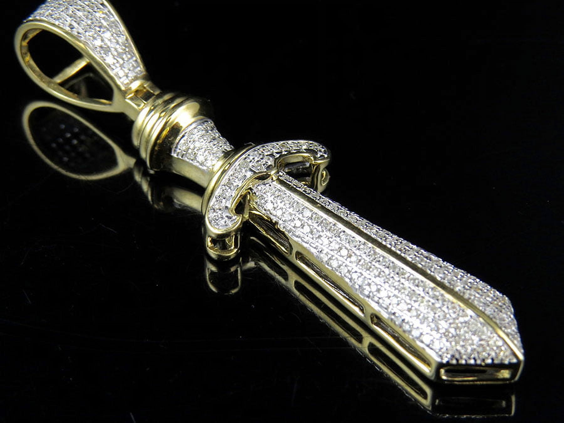 10K Yellow Gold Real Diamond Sword Charm Pendant 1.0ct - Walmart.com