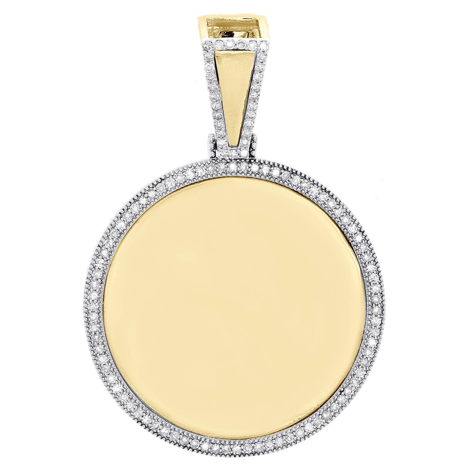 10K Yellow Gold Reversible Diamond Memory Picture Frame 1.90" Pendant 5 ...