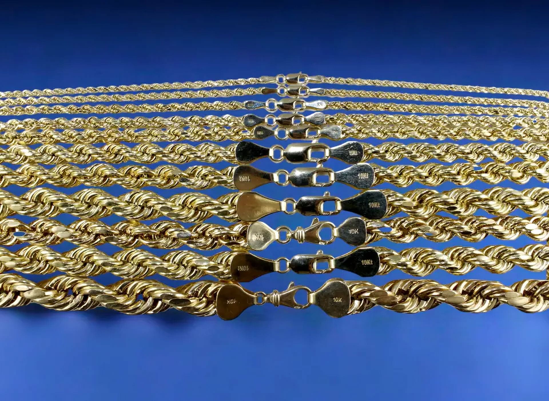 10K Yellow Gold Rope Chain Bracelet Diamond Cut Men Women Jewelry 4.20g ...