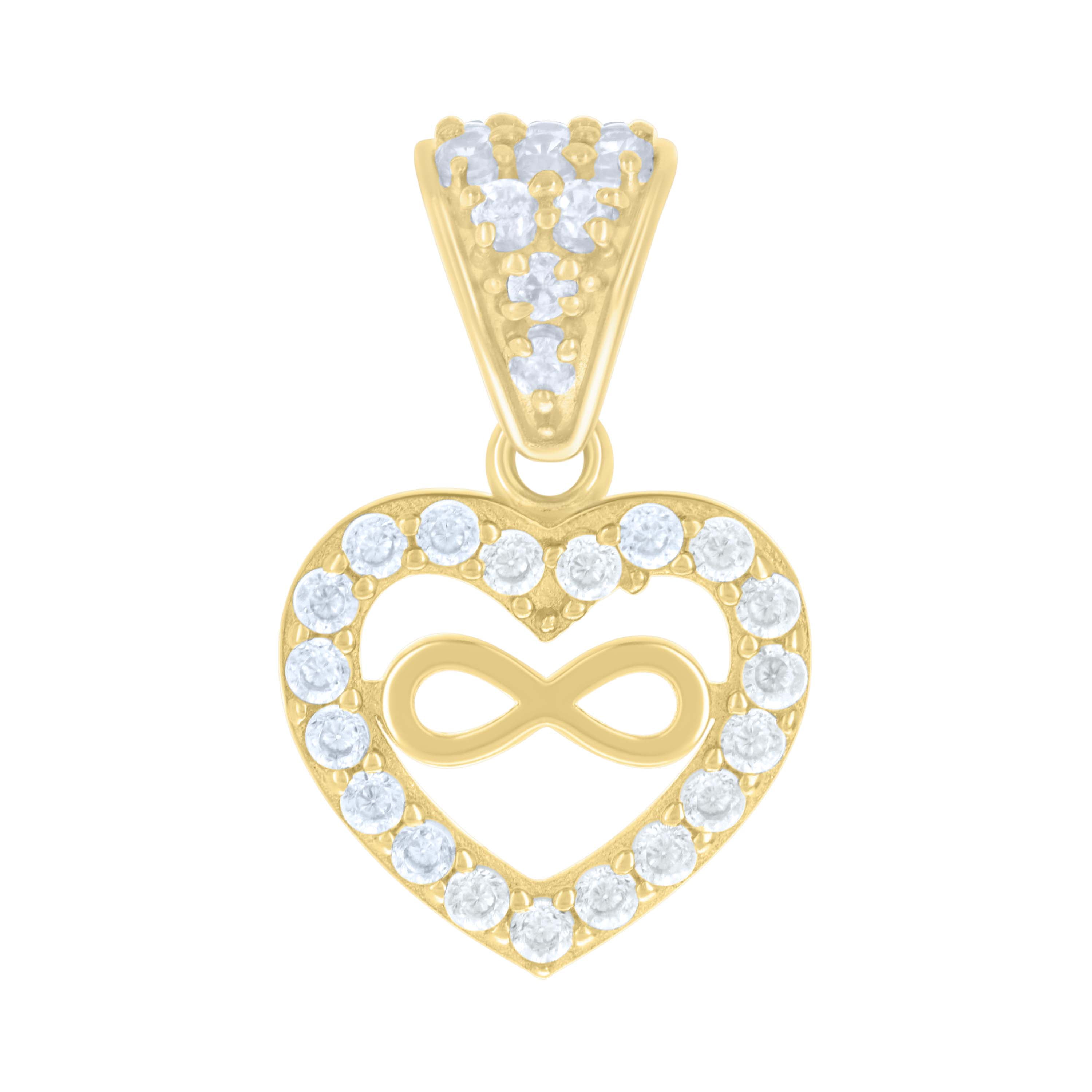 10K Yellow Gold Round CZ Women's Frame Charm Infinity Symbol in Heart Pendant - Walmart.com
