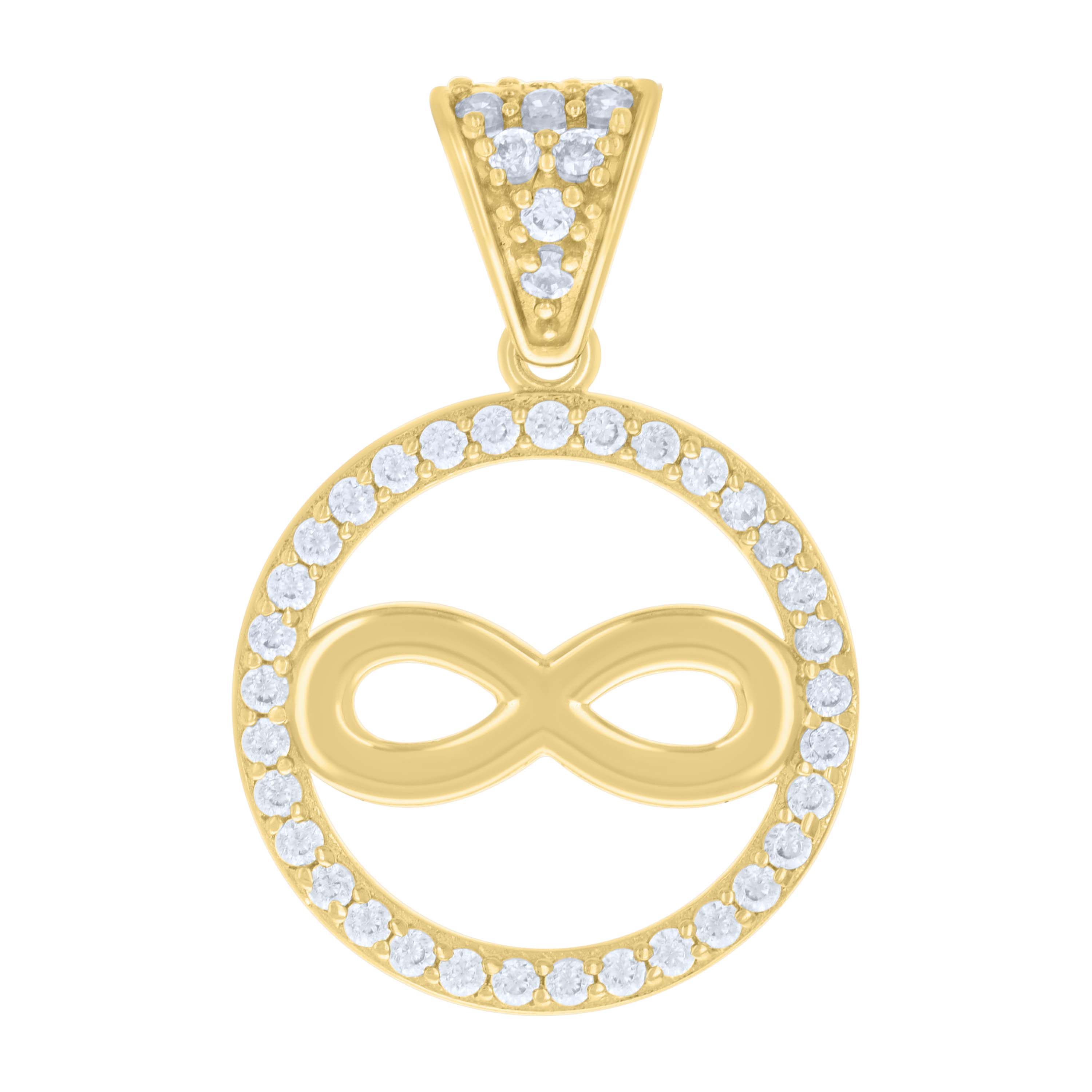 10K Yellow Gold Round CZ Womens 0.85" Medallion Charm Infinity in Circle Pendant - Walmart.com