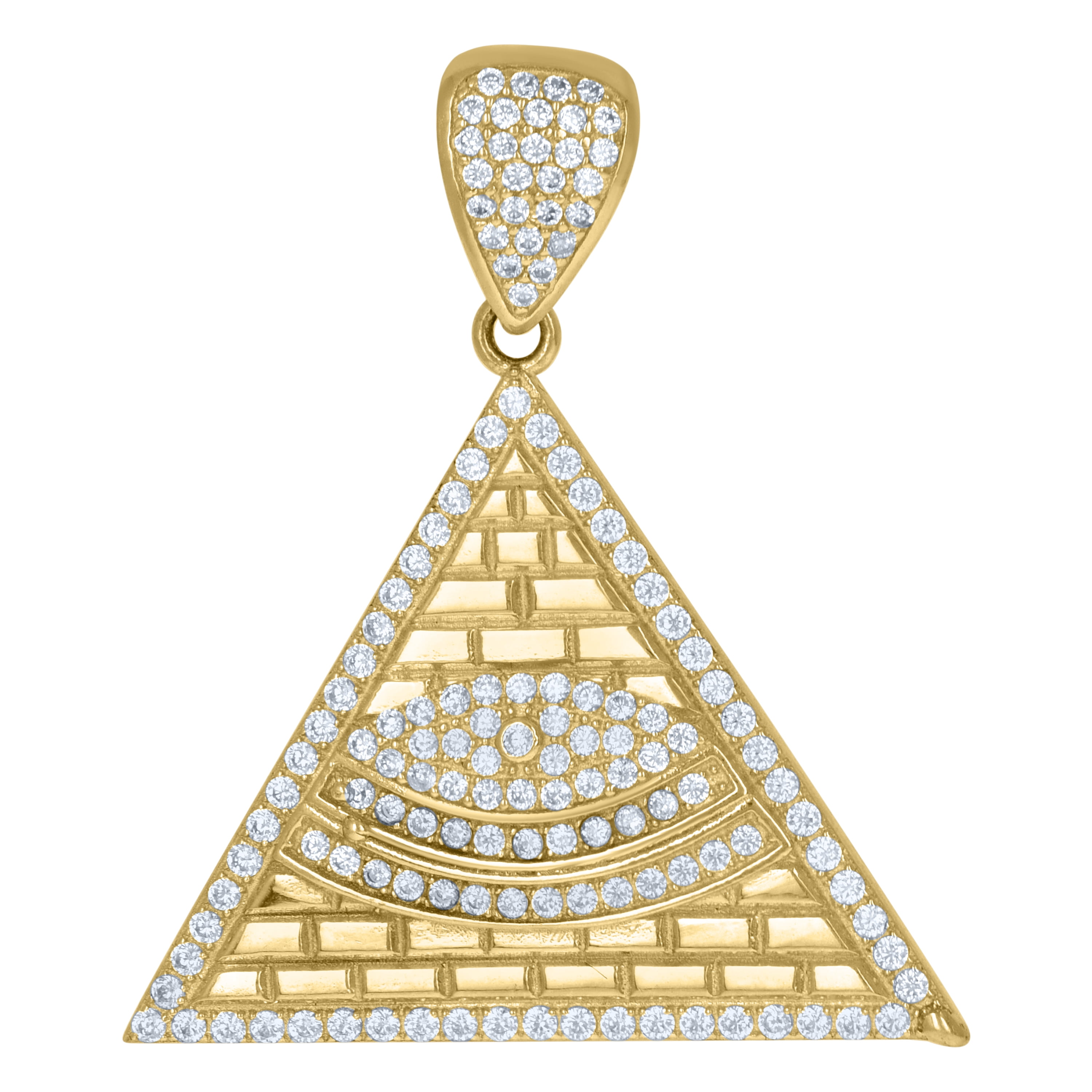 10K Yellow Gold Round Cut CZ Men's 1.50" Egyptian Charm Evil Eye ...