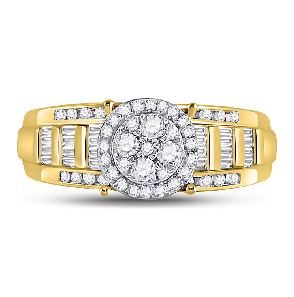 10K Yellow Gold Round Dia. Cluster Wedding Engagement Ring 0.5 ct ...