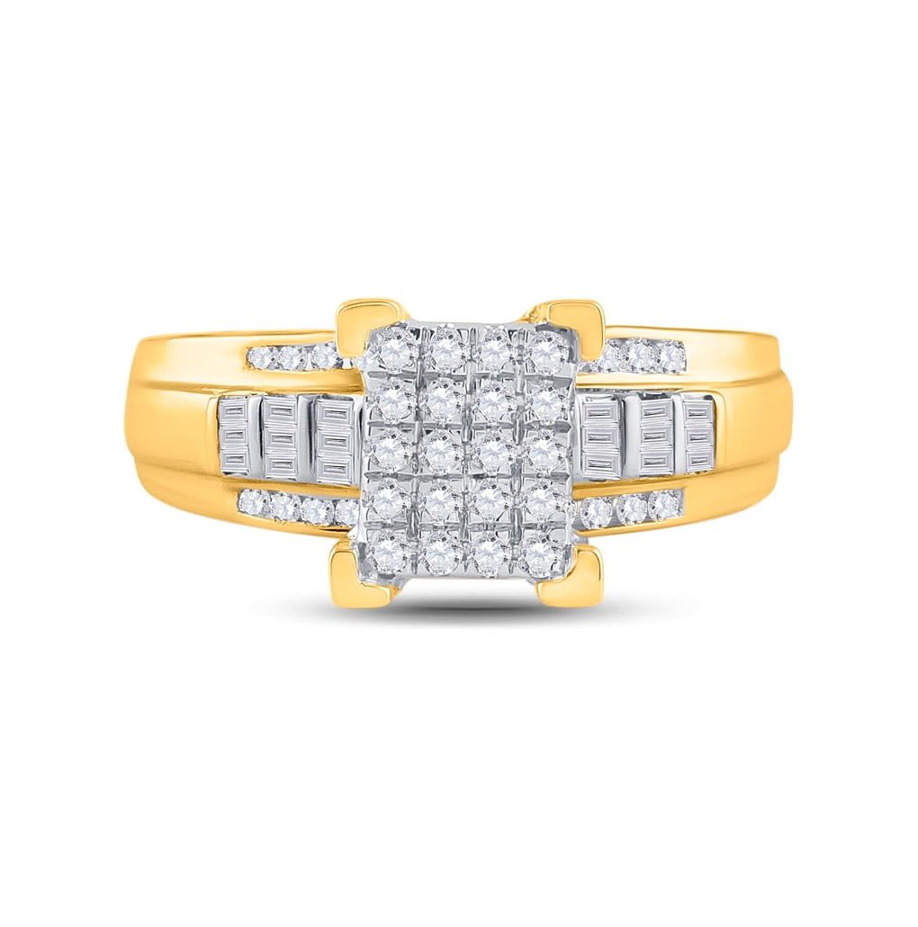 10K Yellow Gold Round Dia. Cluster Wedding Engagement Ring 1/2ctw ...