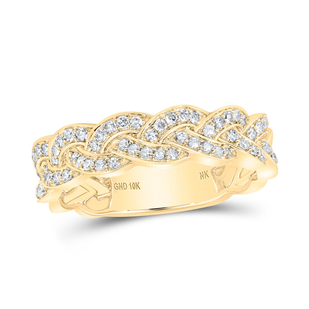 10K Yellow Gold Round Diamond Braid Band Ring 0.3cttw - Walmart.com